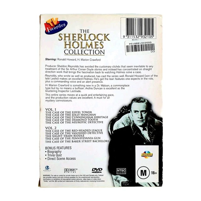 THE SHERLOCK HOLMES Collection DVD 1954 Box Set, Crime Drama Series ...