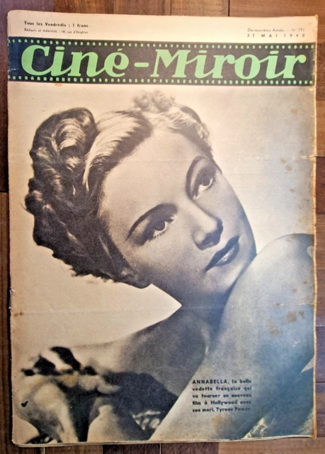1940 FRANCE, REVUE D'Avant-Guerre Cine-Miroir Dans Annabella-Rif. 6 EUR ...