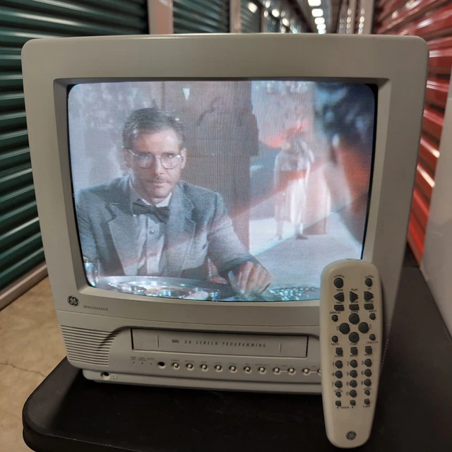 VINTAGE GE SPACEMAKER 13TVR70 13" White CRT TV/VCR/VHS Combo w/ Remote ...