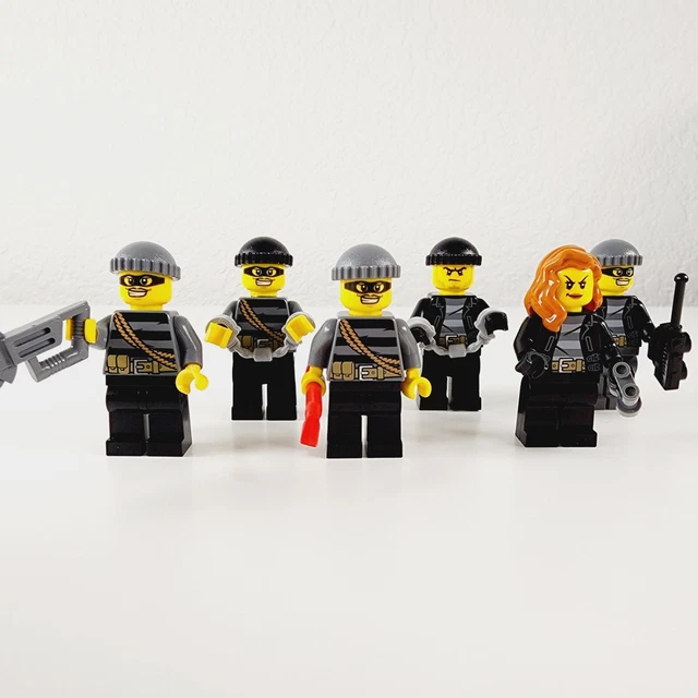 LEGO CITY BAD Guy Criminal Robber Thief Minifigure Lot of 6 w ...