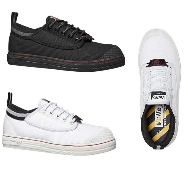 VOLLEY SAFETY STEEL Cap Mens Black Grey White Toe Caps Volleys Work ...