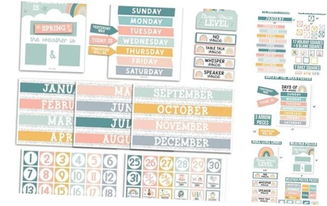 BOHO CLASSROOM CALENDAR Set Bulletin Board - Bulletin Board Calendar ...