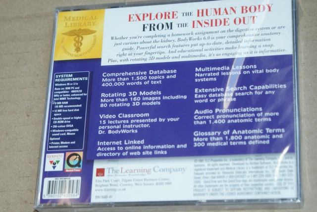 BODY WORKS V 6.0 * A 3D Journey Through The Human Anatomy* Cd-Rom * New ...