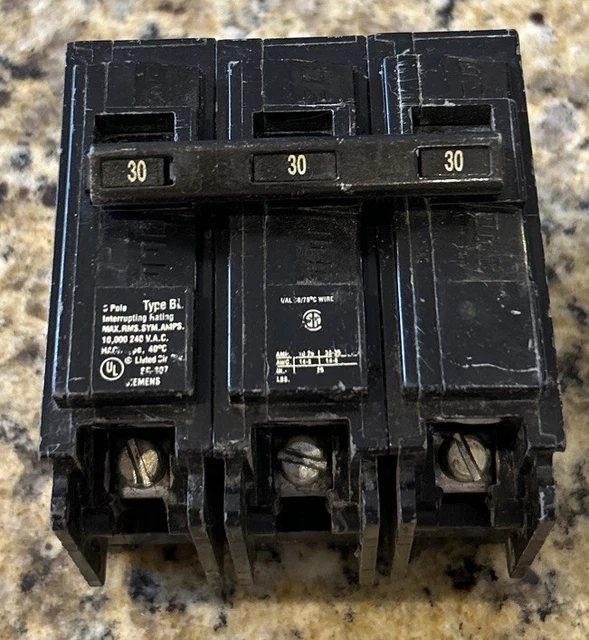 SIEMENS B330 3-POLE 30 A Bolt On Circuit Breaker. Type Bl $38.99 - PicClick