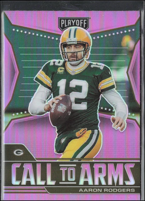 2021 Panini Playoff Ca Aro Aaron Rodgers Call To Arms Pink Green Bay