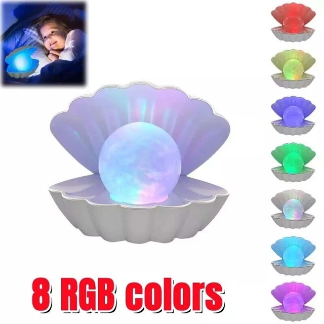 SEA PEARL SHELL LED Colour Changing Lamp USB Bedside Night Mood Decor ...