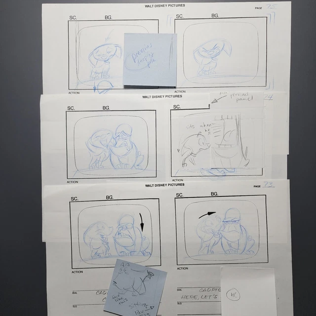 101 DALMATIANS TV Series Disney Animation Storyboard Drawing Lot Cadpig ...