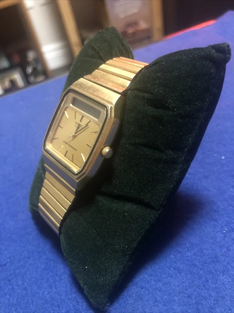 VINTAGE SEIKO H357-5030 Lcd Duo-Display Mens Gold James Bond Style ...