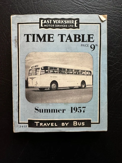 SUMMER 1957 EAST Yorkshire Motor Services Hull Bus Timetable Route Map ...