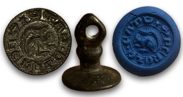 MATRICE DE SCEAUX médiéval {S’PERELE.CATO} bronze 14-15e médiéval seal ...