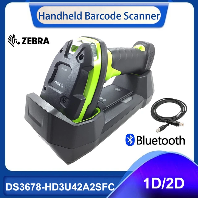 ZEBRA DS3678-HD ULTRA-RUGGED Cordless Bluetooth 2D Barcode Scanner with ...