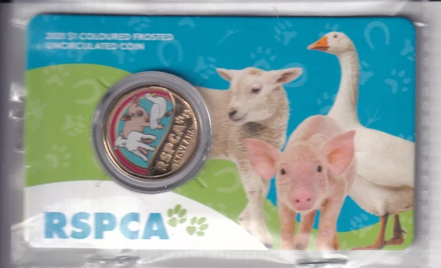 AUSTRALIA: 2021 $1 Rspca 150 Years Coloured Frosted Farm Animals Coin ...
