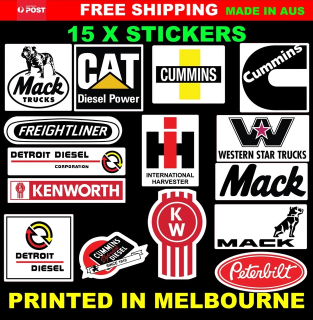 MACK KENWORTH FREIGHTLINER trucks STICKERS Detroit Diesel, Cummins CAT ...