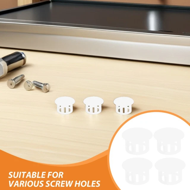 100 PCS SNAP Lock Screw Cover Plastic Hole Plugs 14mm Kitchen Cabinet ...