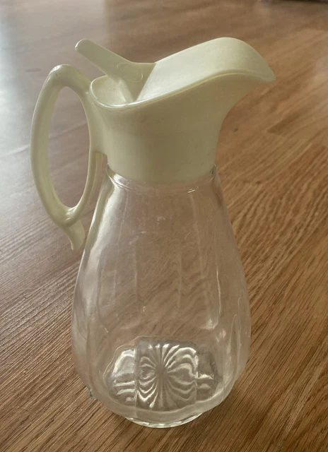 VINTAGE LOG CABIN Syrup Serving Bottle Dispenser Pourable 2C. Glass ...