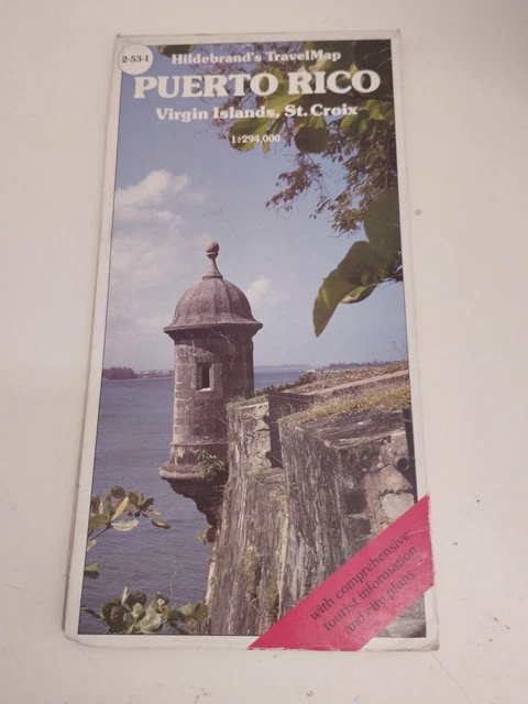 MAPPA CARTINA STRADALE Portorico Puerto Rico Isole Vergi HILDEBRAND'S ...