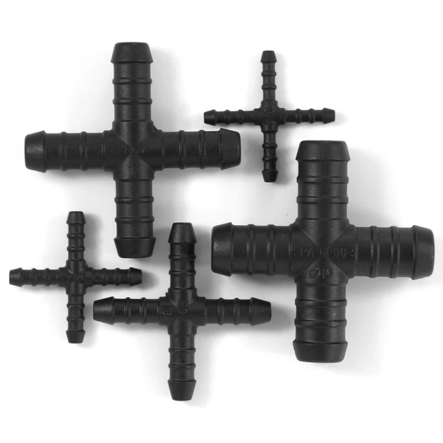 X CROSS 4 way Pipe Hose Connector Fittings Tubing barbed joiner ...