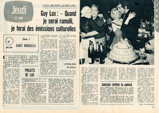 COUPURE DE PRESSE Clipping 1973 Guy Lux (2 pages) EUR 5,00 - PicClick FR