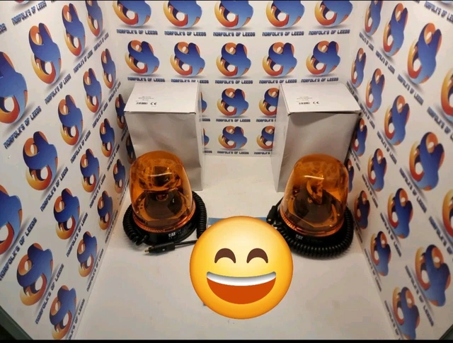 CAT CATERPILLAR BRITAX 394 Magnetic Hella 12v Flashing Amber Beacon set ...