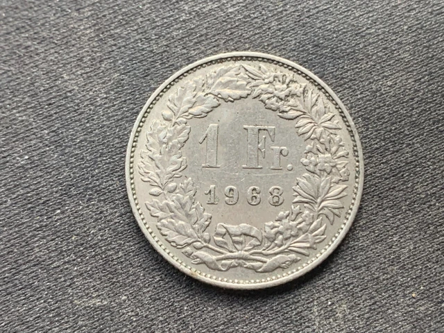 SWITZERLAND HELVETICA CONFEDERATIO 1968 Helvetia 1 Franc 1Fr Wreath Coin - Good EUR 1,22 ...