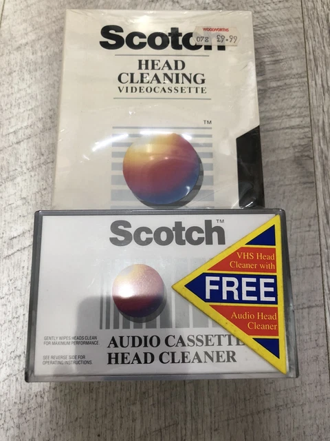 SCOTCH 3M VHS S-VHS VCR Dry Video & Audio Head Cleaner Cleaning Tape ...