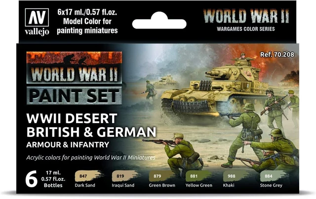 VALLEJO WARGAMES COLOR Series WW2 Desert British & German Armor ...