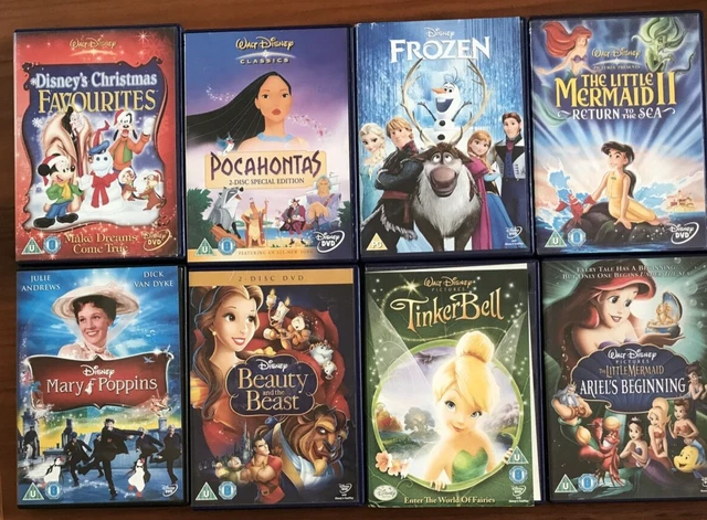 DISNEY DVD FROZEN Little Mermaid Pocahontas Beauty & Beast ETC Kids ...
