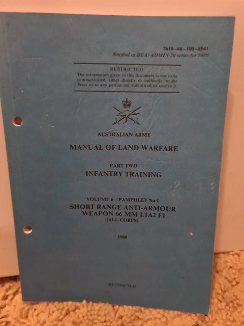 VINTAGE AUSTRALIAN ARMY Book / Manual - Land Warfare Infantry Training ...