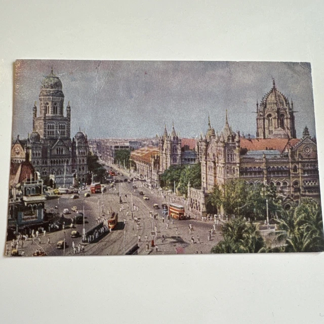 BOMBAY MUMBAI Victoria Terminus Railway Station old postcard 1968 £1.25 ...
