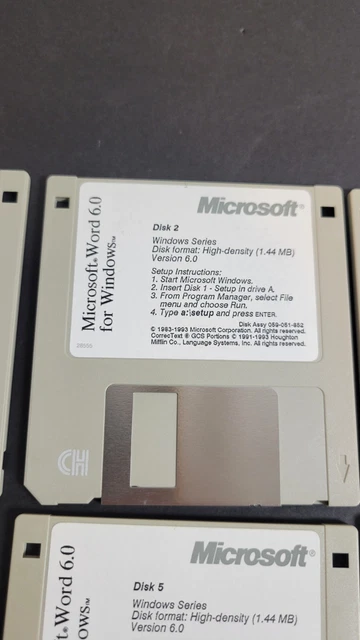 MICROSOFT WORD 6.0 Full Windows Set 9-Disk Floppy Vintage $34.39 ...