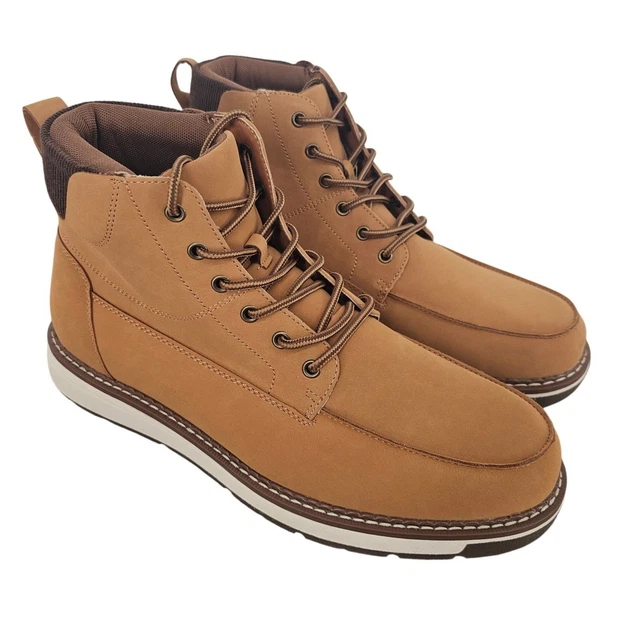 CLUB ROOM FELIIXX Mens Tan Moc Toe Lace Up Boots Size 12M F44007 Hiking ...