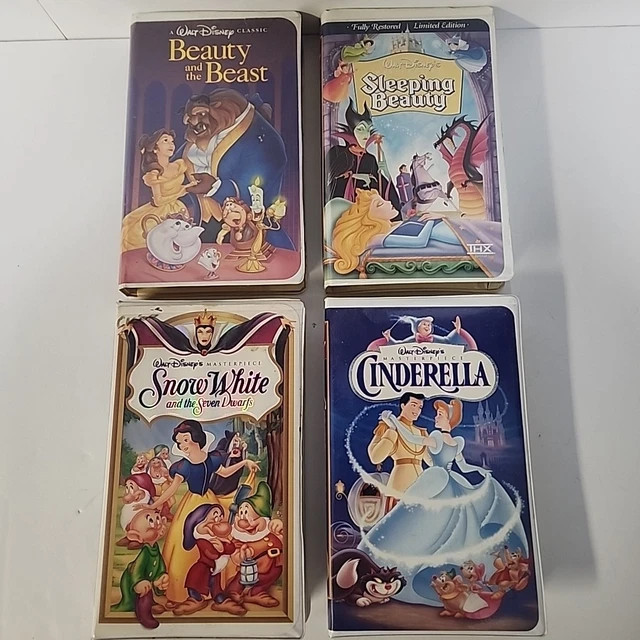 DISNEY PRINCESS VHS lot 4 Beauty + Beast/Sleeping Beauty/Snow White/Cinderella £19.80 - PicClick UK