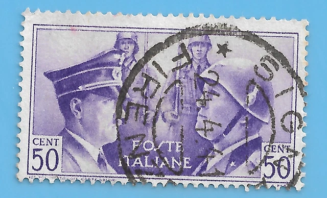 ITALY 1941 HITLER Mussolini Third Reich Axis 50 cent Stamp WW2 ERA Sc ...