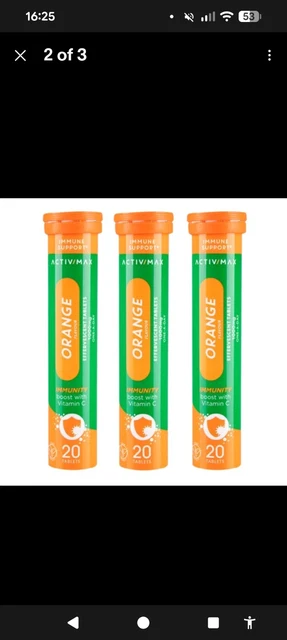 VITAMIN C ORANGE TabletsActiv Max Effervescent Tablets Orange Flavour £ ...
