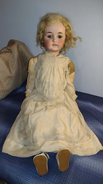 ANTIQUE 29& CM Bergman Simon & Halbig 13 Doll Pierced Ears Blonde Blue ...