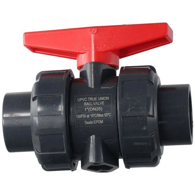 2PCS DN25 PVC Ball Valve Black Ball Valve Water System Union Ball Valve ...