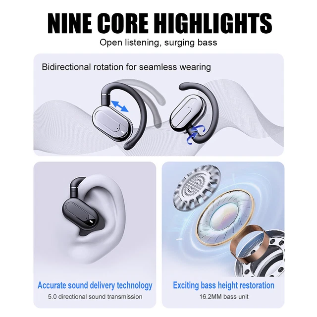 OWS WIRELESS BLUETOOTH 5.4 Earphones Headphones Sports Ear Hook Running Earbuds £15.59 - PicClick UK