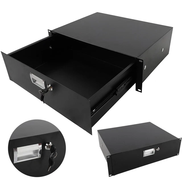 19 INCH RACK Mount 3U Locking Drawer Audio DJ Server Rack Storage ...