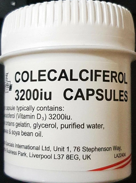 VITAMIN D3 SUPPLEMENT Colecalciferol 3200IU Capsules x 30 Brand May ...