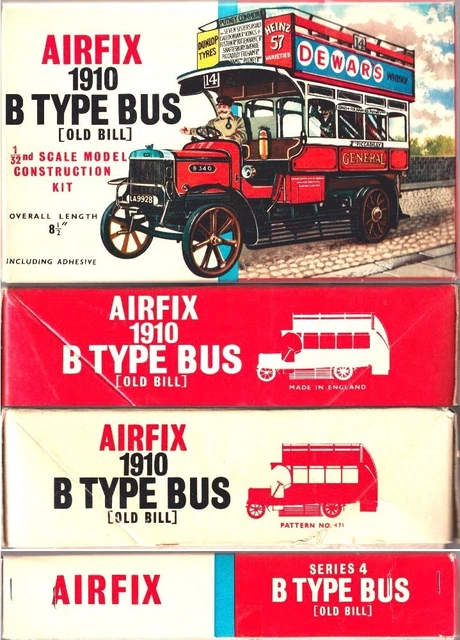 VINTAGE AIRFIX 1910 B TYPE BUS 1/32nd SCALE MODEL KIT SERIES 4 - 8 ½ ...