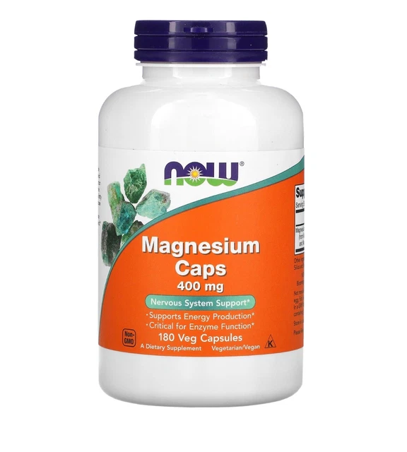 NOW FOODS MAGNESIUM Caps, 400 mg, 180 Veg Capsules NEW Exp 2027 Fast ...