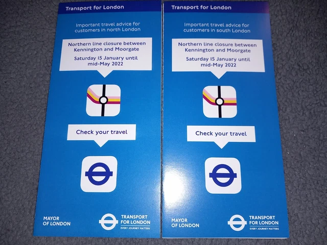 LONDON UNDERGROUND NORTHERN Line Closure Leaflets x2 - NORTH & SOUTH ...