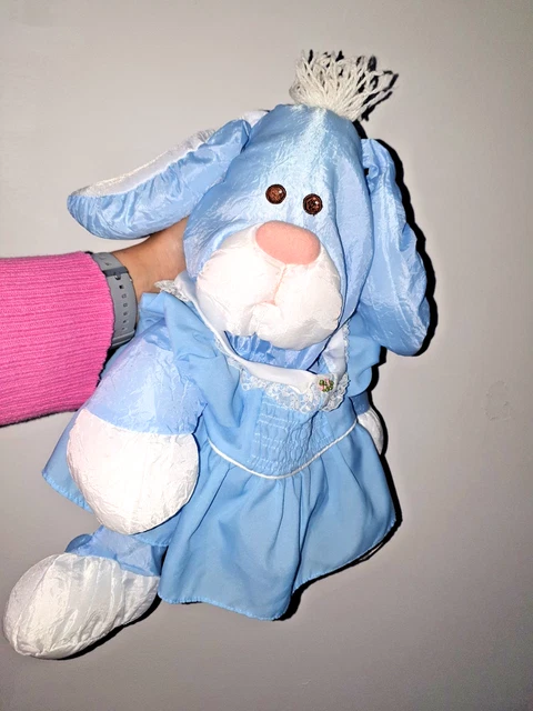 PUFFALUMP BLUE PUPPY dog soft NYLON toy + CLOTHES FISHER PRICE VINTAGE ...