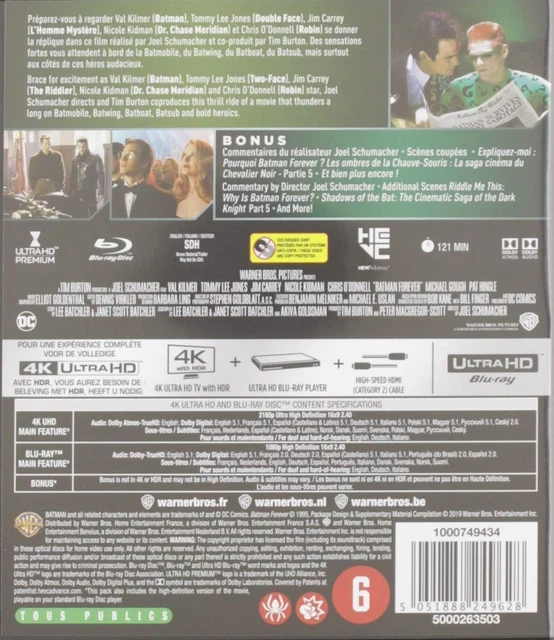 BATMAN FOREVER (4K UHD Blu-ray) Val Kilmer Tommy Lee Jones (UK IMPORT ...