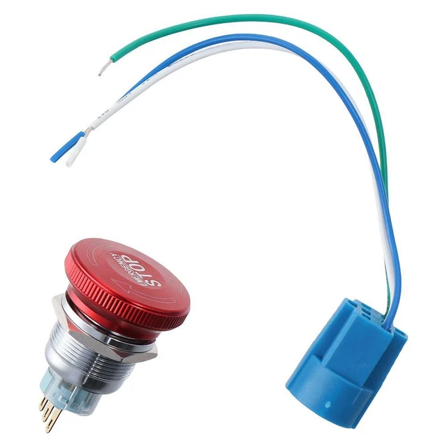STAINLESS STEEL METAL Push Button Switch Mushroom Connection Plug 12V ...