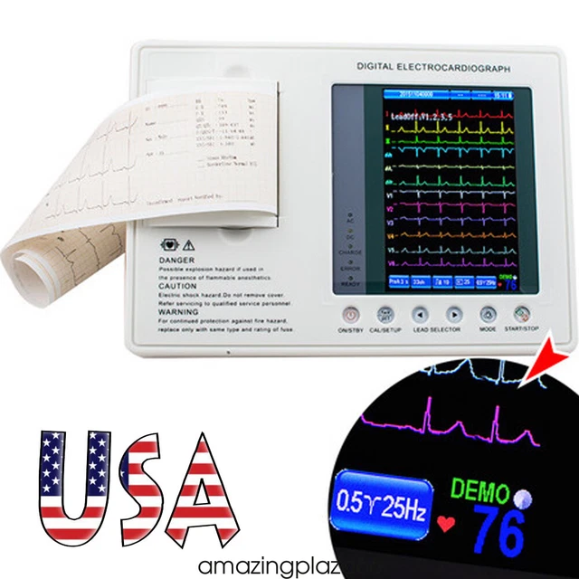 HOSPITAL 3-CHANNEL 12-LEAD Electrocardiograph ECG/EKG Machine ...