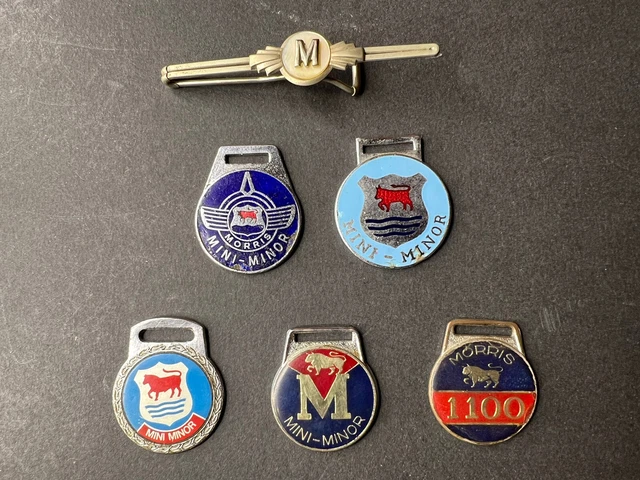 MORRIS MINOR KEY Fobs - 5 Vintage Inc Enamel & Tie Clip $11.01 - PicClick