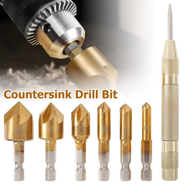6X CHAMFER COUNTERSINK Deburring Drill Bit 6-19mm Crosshole Cutting ...