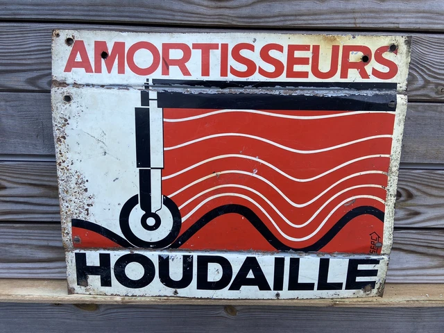 PLAQUE PUBLICITAIRE ANCIENNE AMORTISSEURS HOUDAILLE No Émaillée en tôle ...