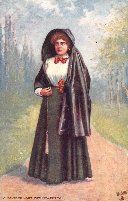 A MALTESE LADY with Faldetta Malta Tucks Oilette 7090 c1906 Postcard ...